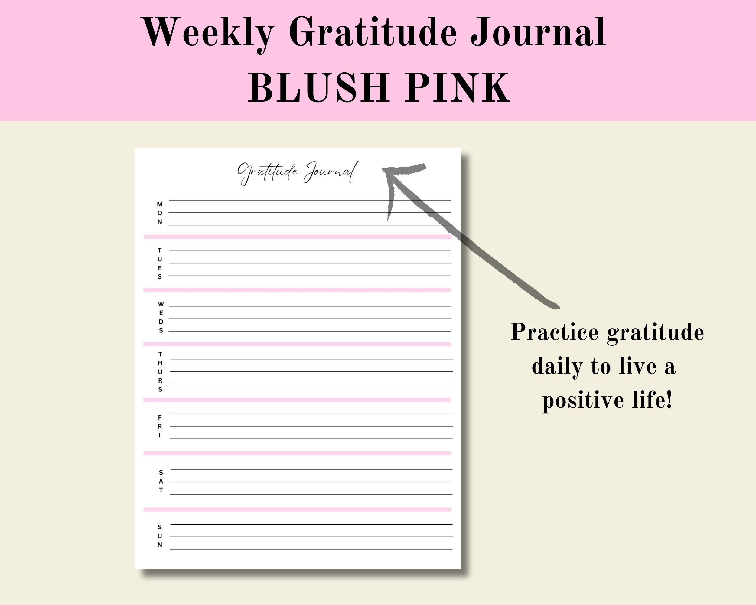 Pink Weekly Gratitude Journal Printable, Pink Daily Gratitude Journal ...