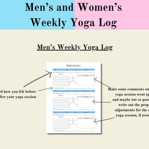 Printable Yoga Log, Yoga Tracker, Yoga Log, Weekly Yoga Log, Mens and ...
