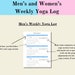 Printable Yoga Log, Yoga Tracker, Yoga Log, Weekly Yoga Log, Mens and ...