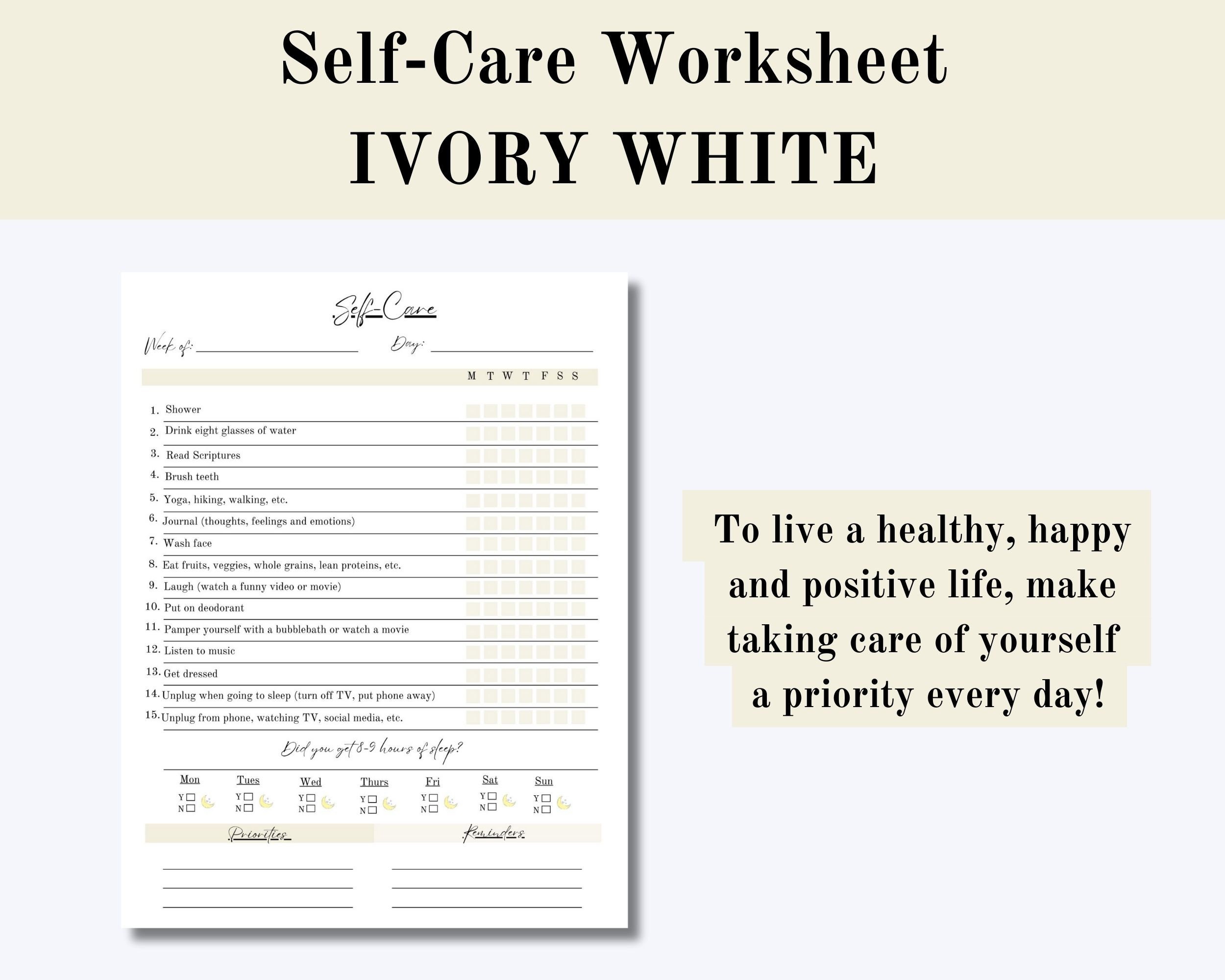 Self Care Weekly Worksheet Printable, Daily Self Care Journal Digital ...