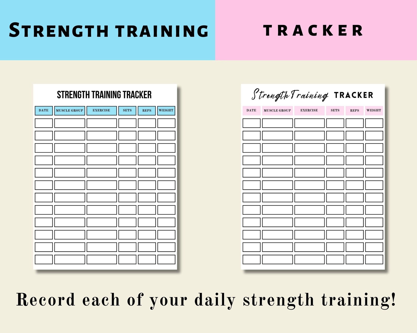 Strength Training Tracker Printable, Workout Tracker, Weight Lifting ...