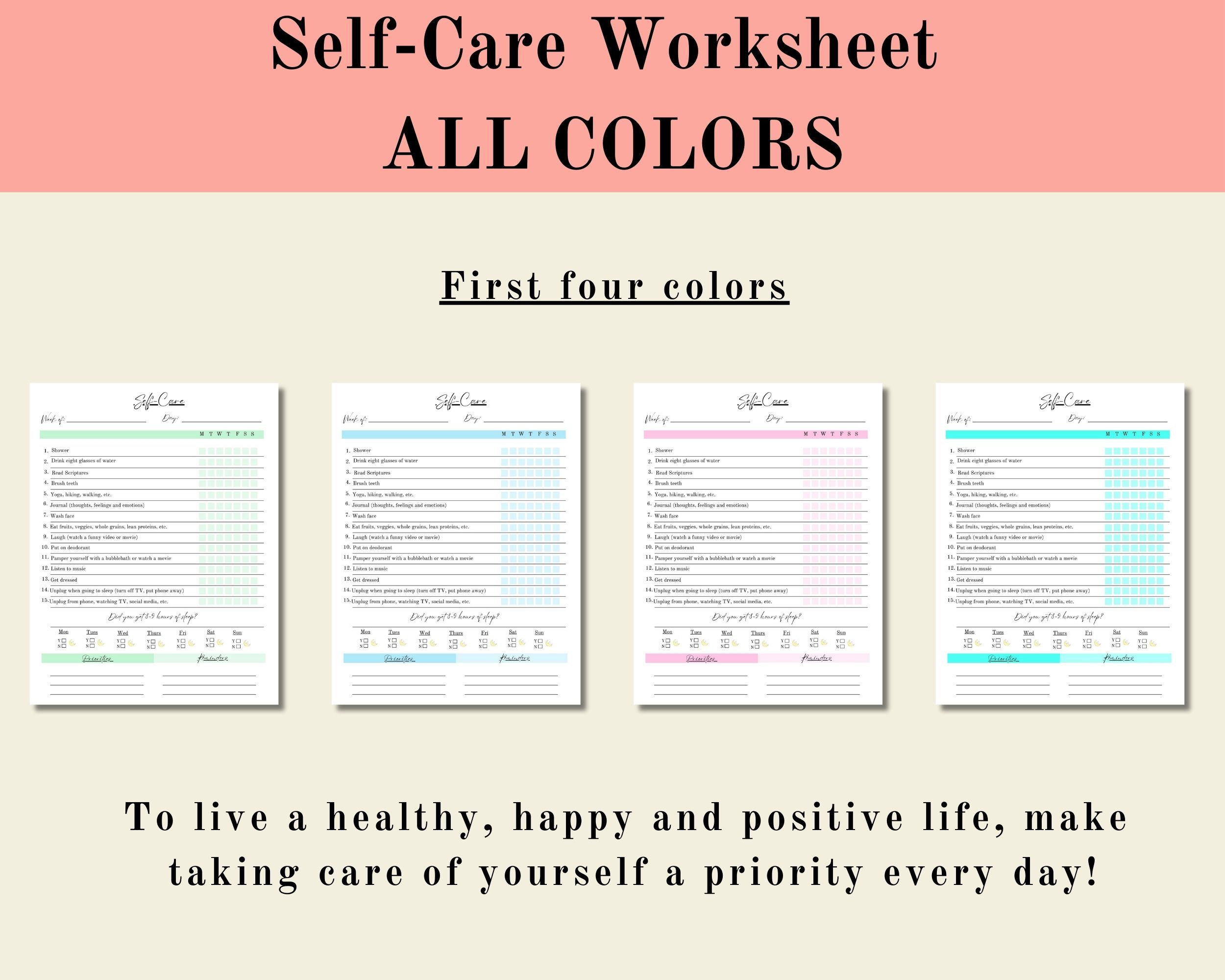 Self Care Weekly Worksheet Printable, Daily Self Care Journal Digital ...