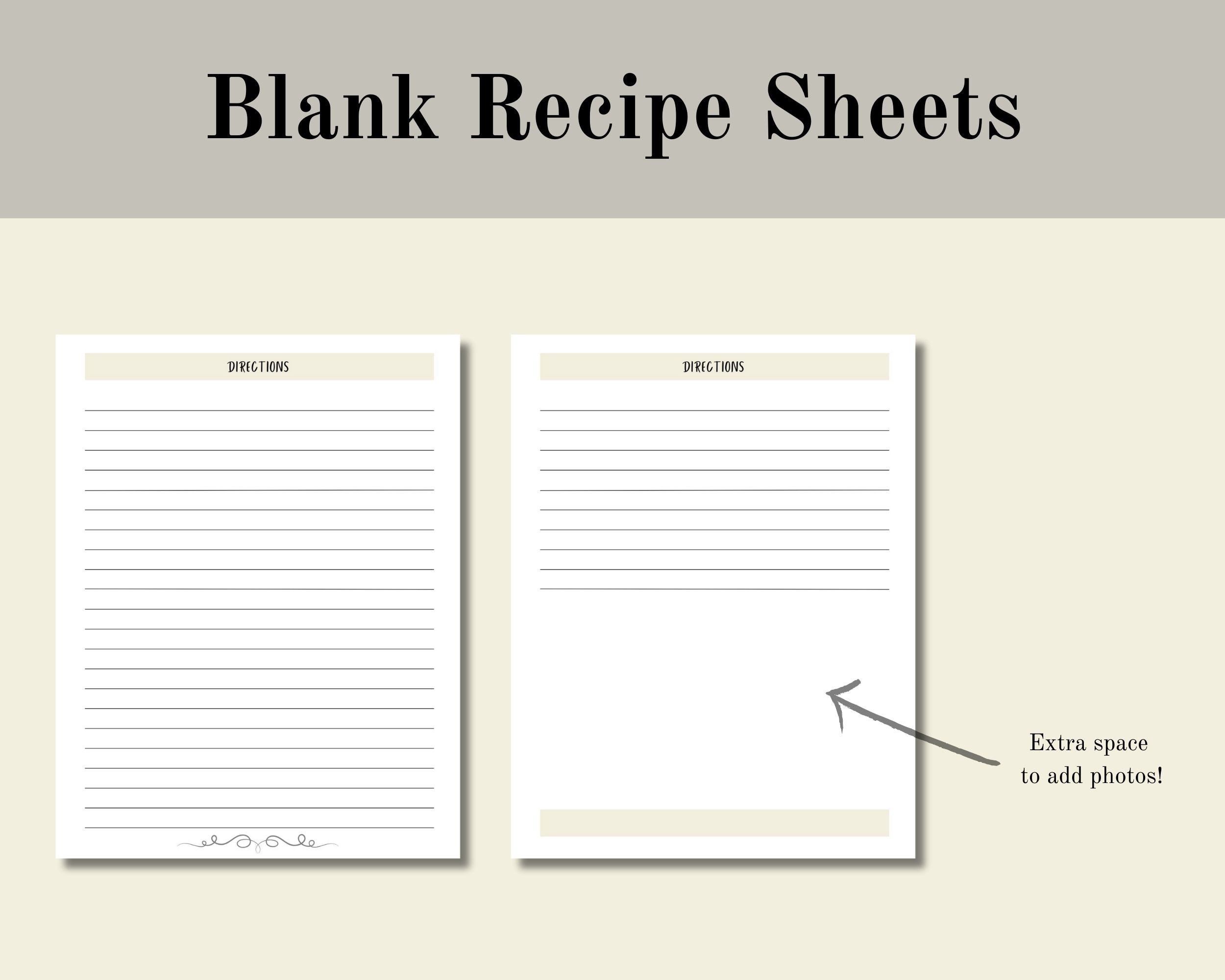 Blank Recipe Sheet, Printable Blank Recipe Sheet, Recipe Planner ...