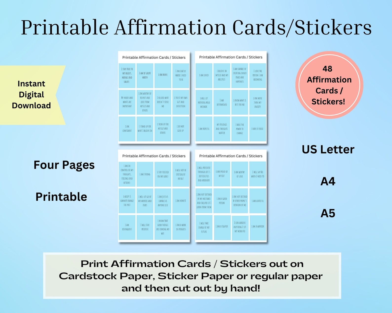 Printable Affirmation Cards, Affirmation Printables, Printable ...