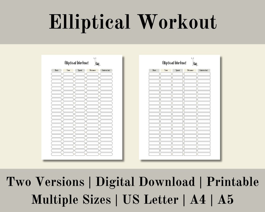 Elliptical Workout, Elliptical Log, Elliptical Tracker, Fitness Tracker ...