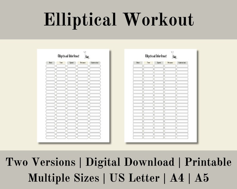 Elliptical Workout, Elliptical Log, Elliptical Tracker, Fitness Tracker ...