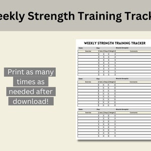 Weekly Strength Training Tracker Printable, Goal Setting Worksheet ...