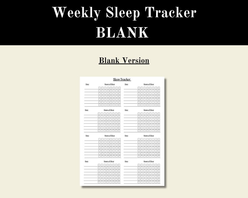 Blank Yellow Blue Weekly Sleep Tracker Printable, Daily Sleep Log ...