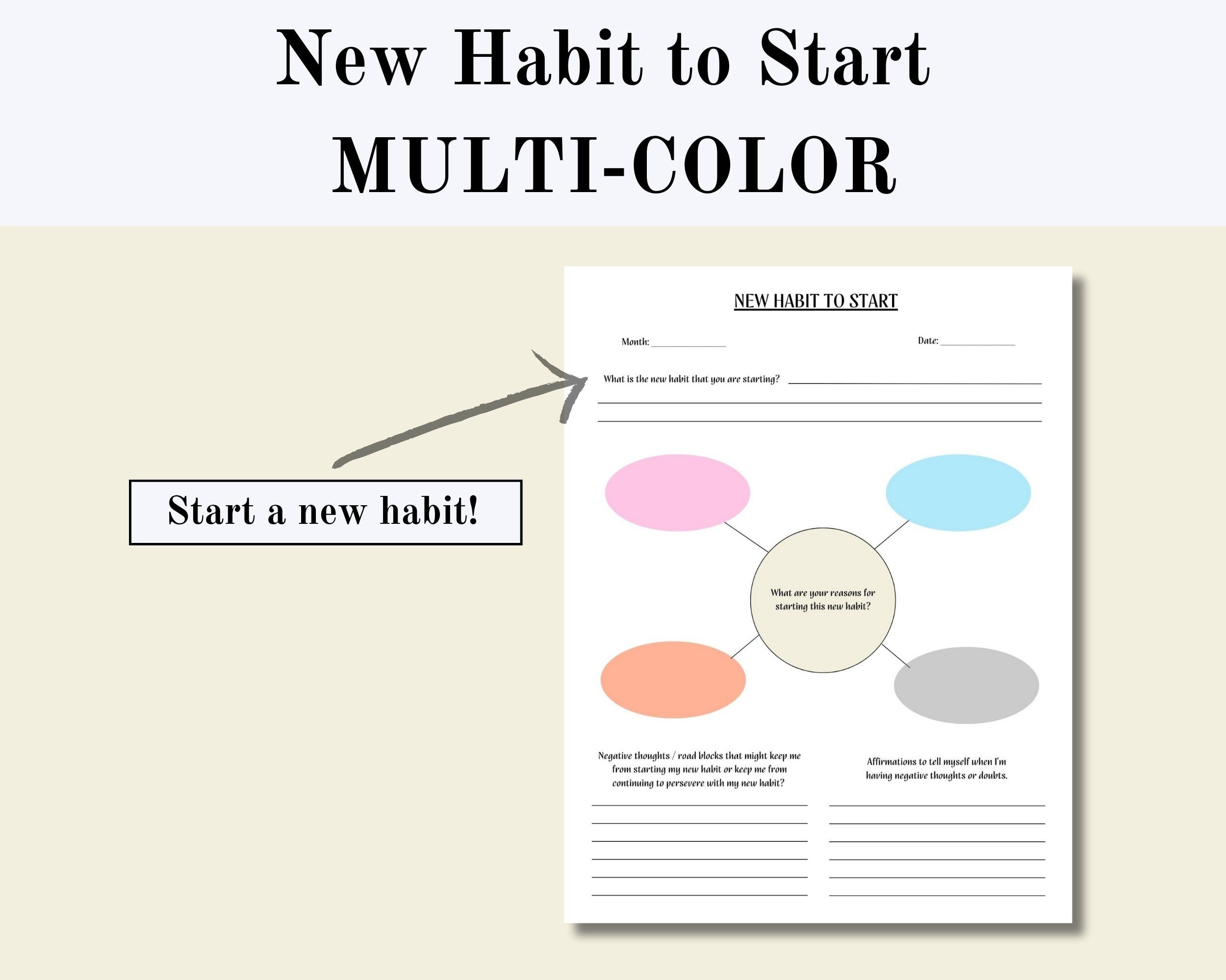 Multi Color Monthly Habit Tracker Printable, Weekly Tracker Digital ...