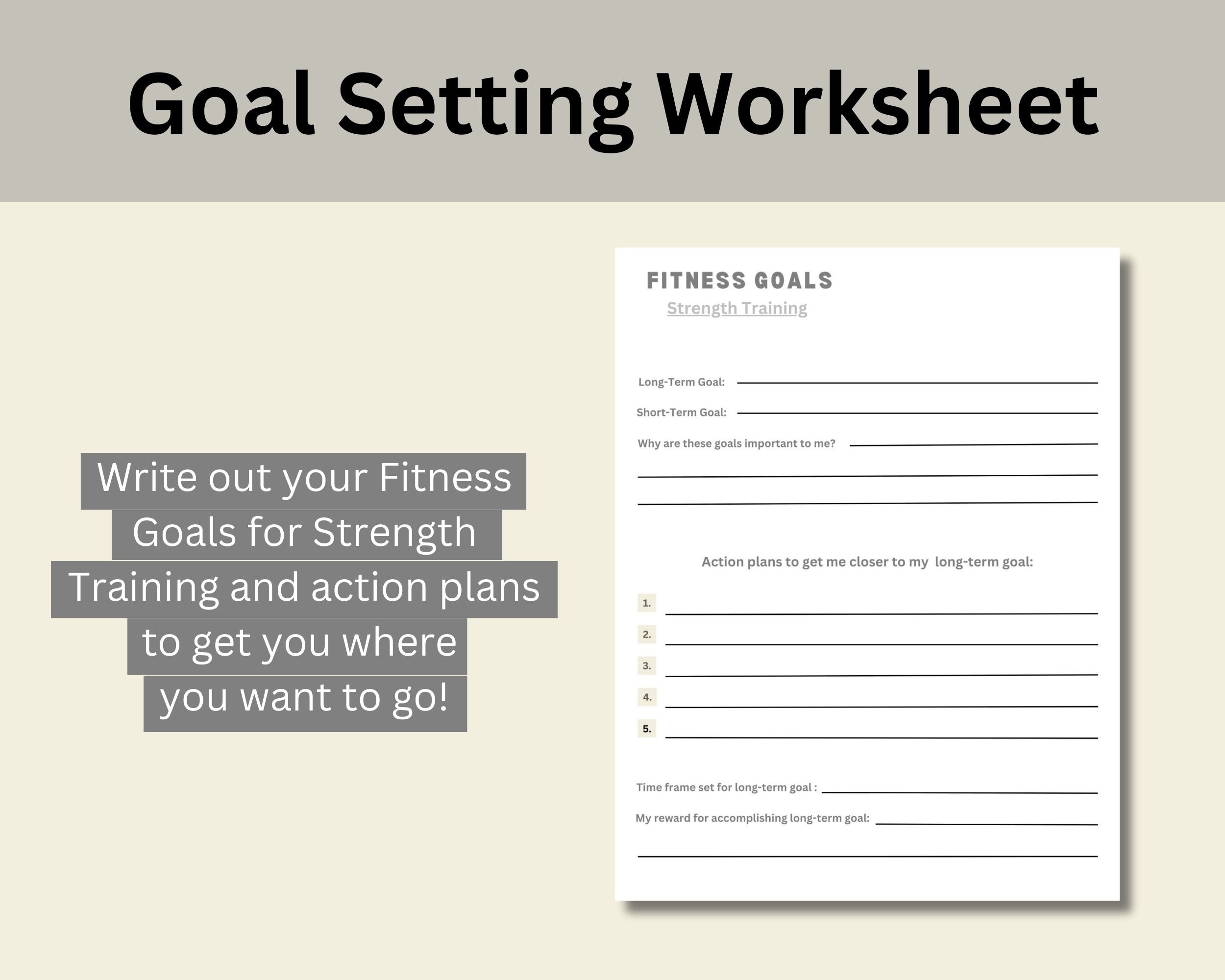 Weekly Strength Training Tracker Printable, Goal Setting Worksheet ...