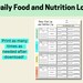 Printable Daily Food Log, Daily Food Log, Nutrition Log, Food Tracker ...