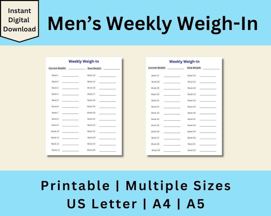 Weekly Weigh In, Weight Loss Tracker, Mens Weekly Weigh In, Weight Loss ...