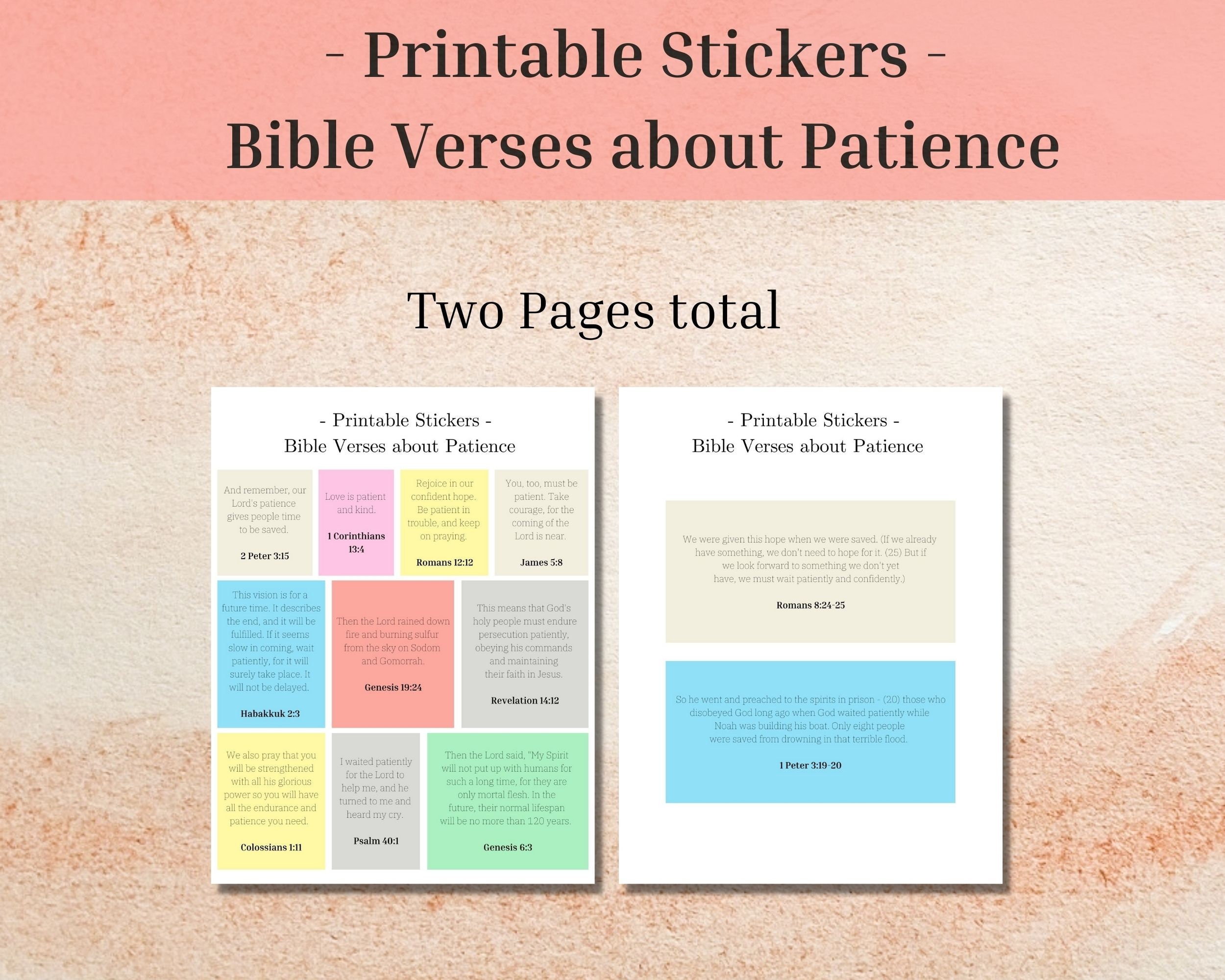 Christian Digital Stickers, Printable Bible Verse Patience Stickers for ...