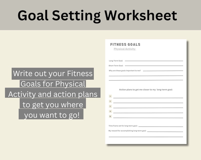 Goal Setting Worksheet, Weekly Physical Activity Training Tracker ...