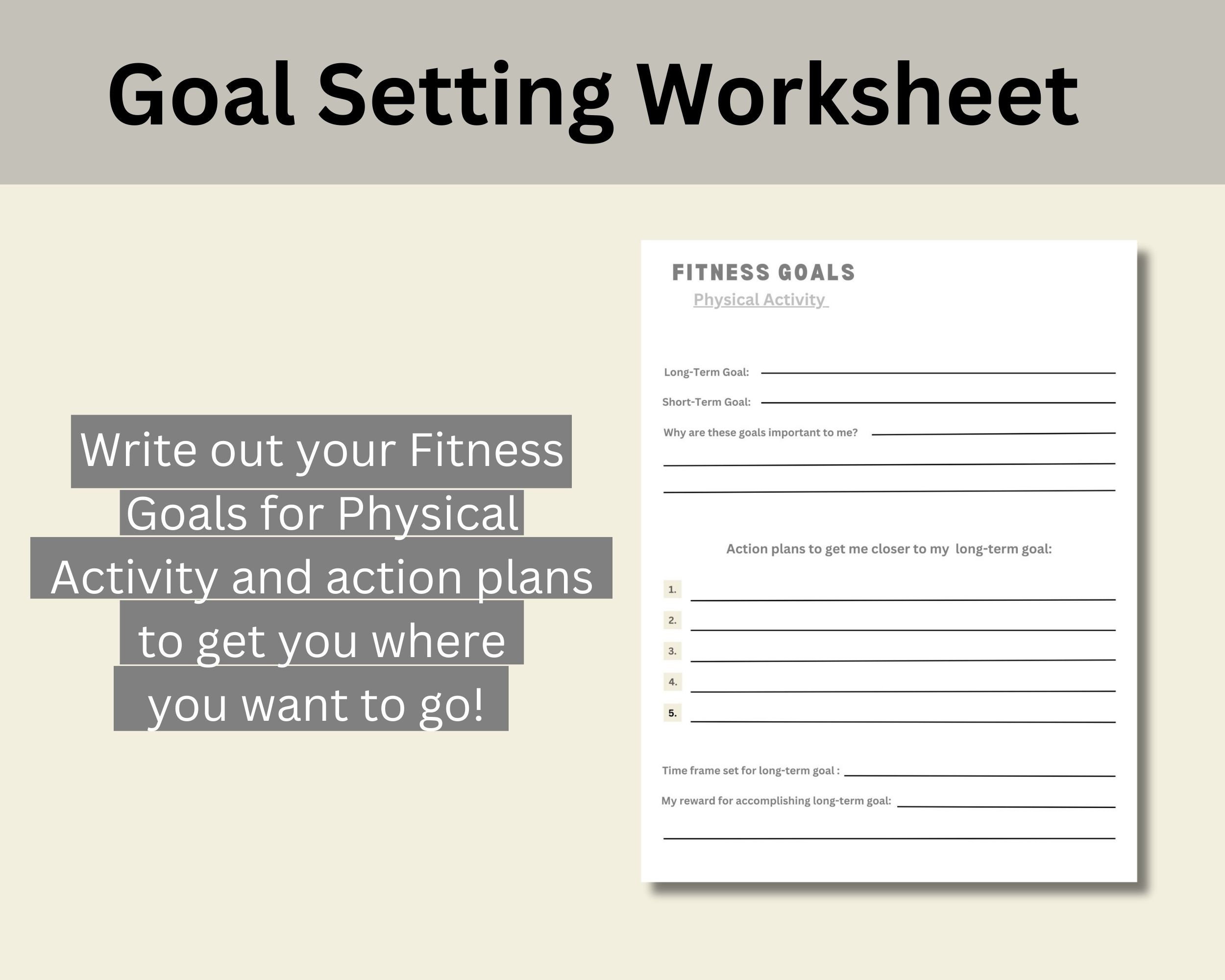 Goal Setting Worksheet, Weekly Physical Activity Training Tracker ...