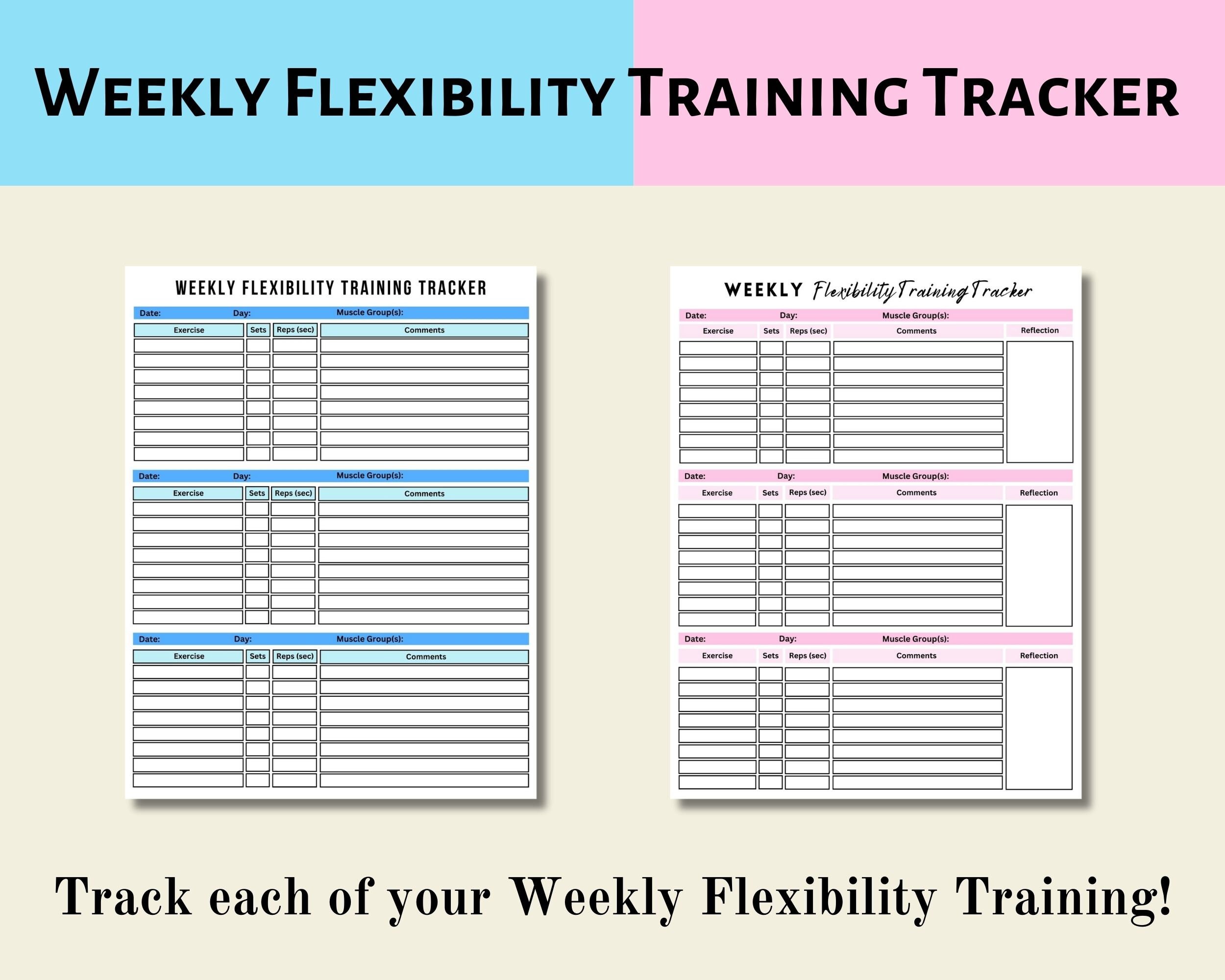 Weekly Flexibility Training Tracker Printable, Goal Setting Worksheet ...