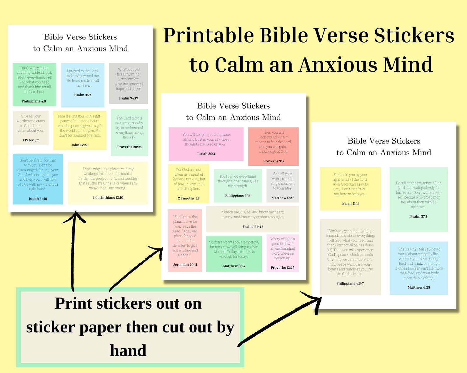 Printable Bible Verse Anxiety Stickers, Printable Planner Stickers ...