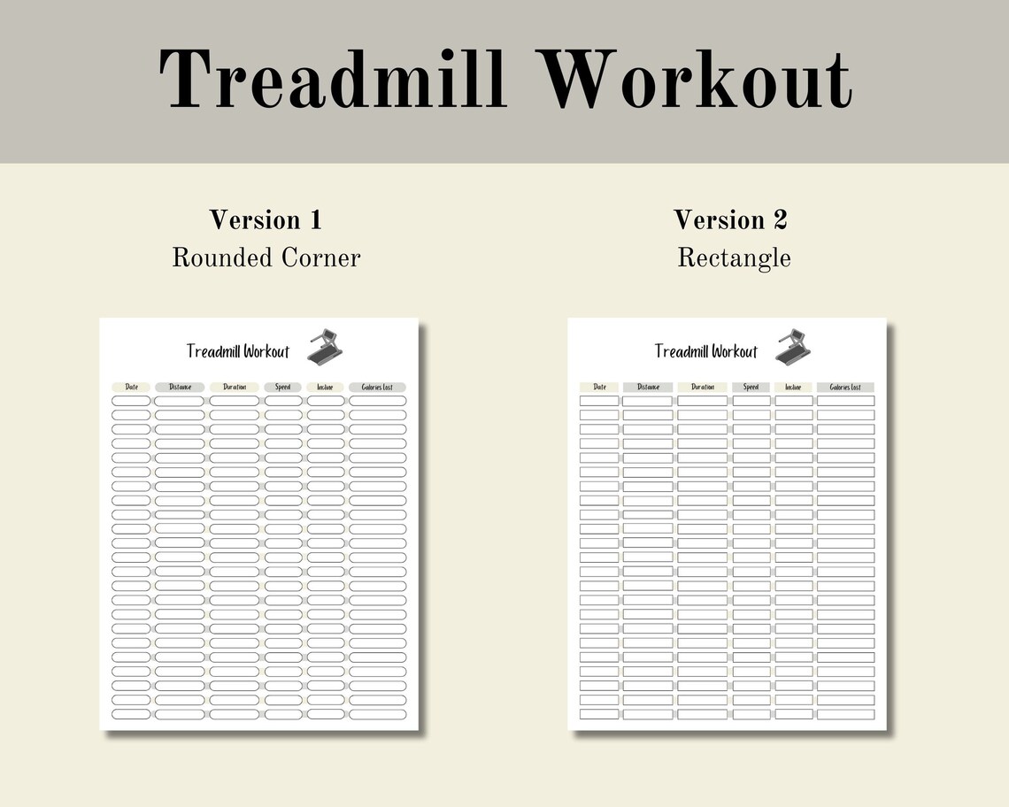 Treadmill Workout, Treadmill Log, Treadmill Tracker, Fitness Tracker ...