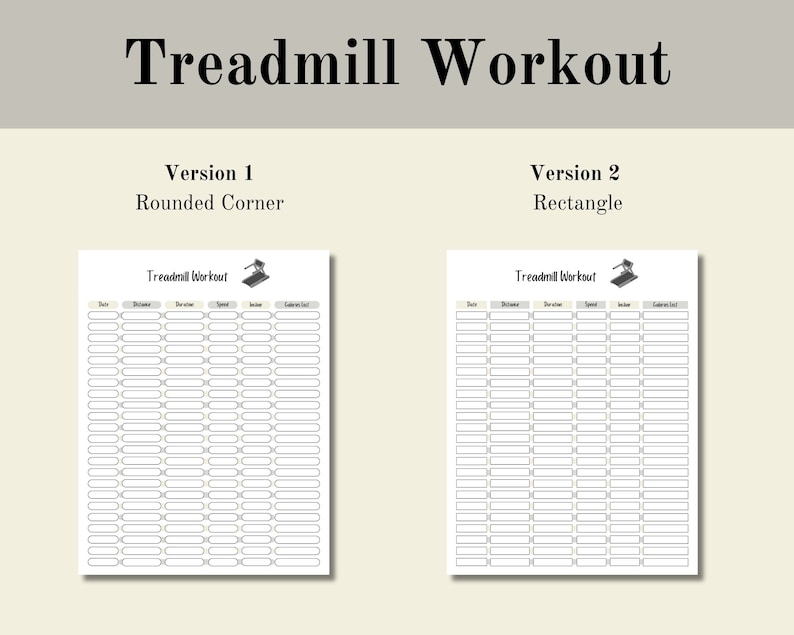 Treadmill Workout, Treadmill Log, Treadmill Tracker, Fitness Tracker ...