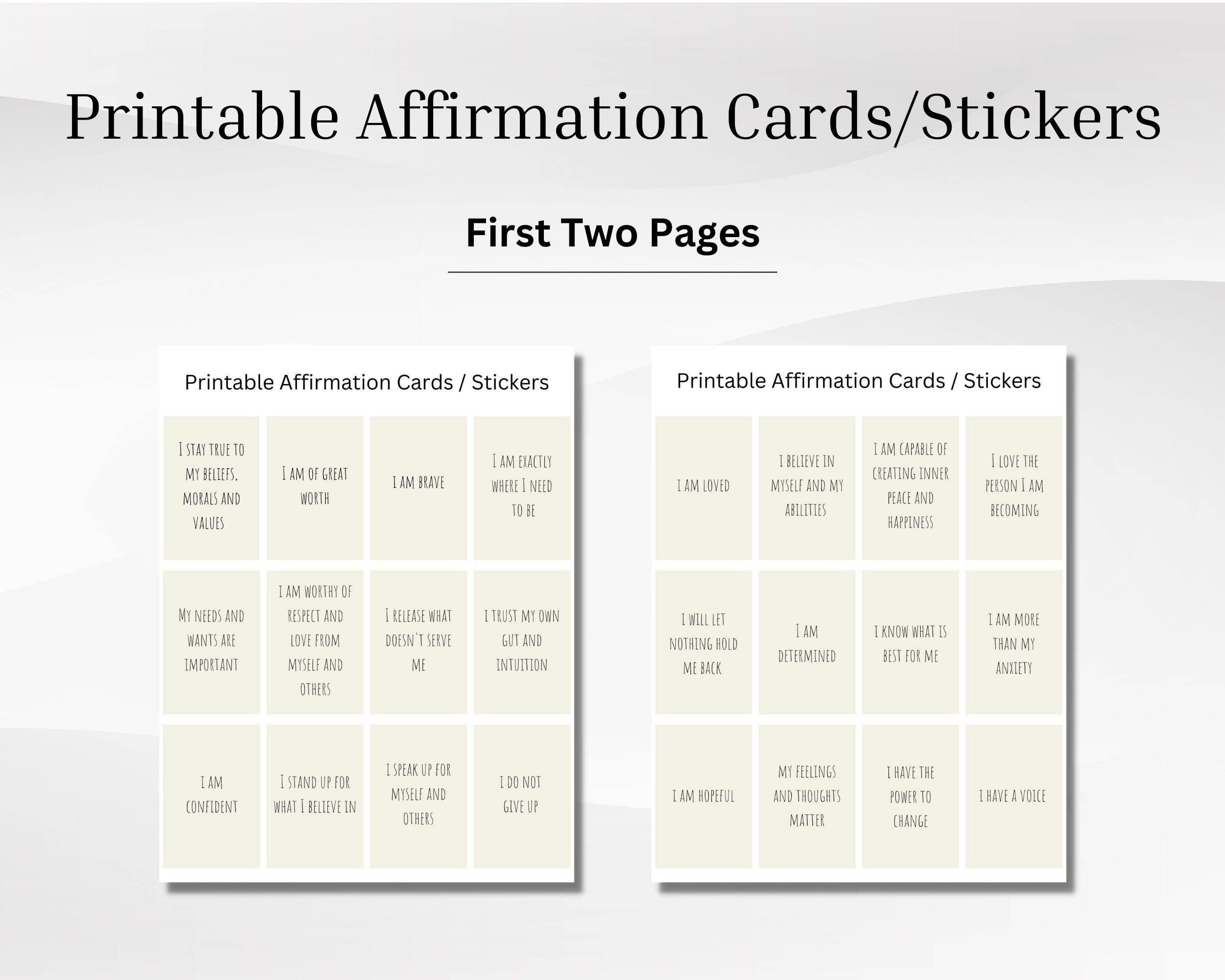 Printable Affirmation Cards, Printable Affirmation Stickers ...