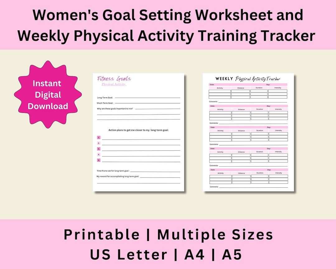 Goal Setting Worksheet, Weekly Physical Activity Training Tracker ...