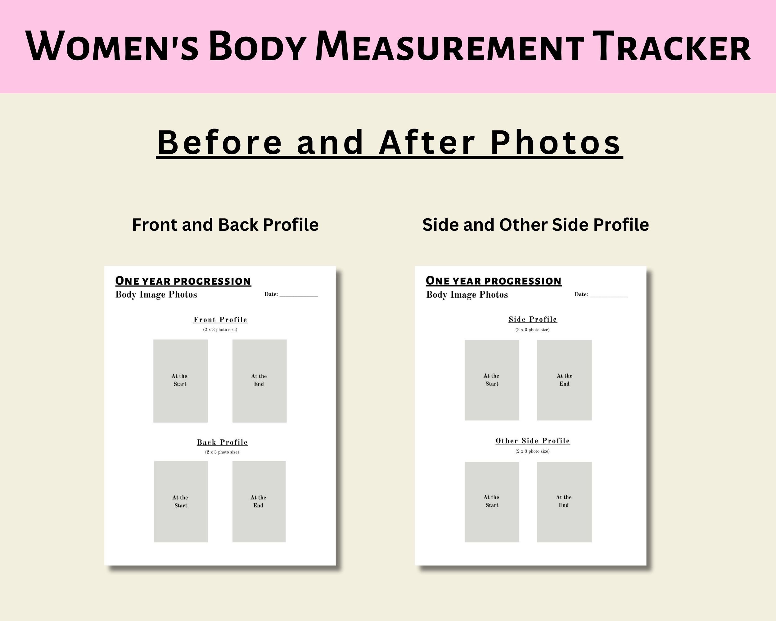 Body Measurement Tracker Printable, Body Image Progression, Weight Loss ...