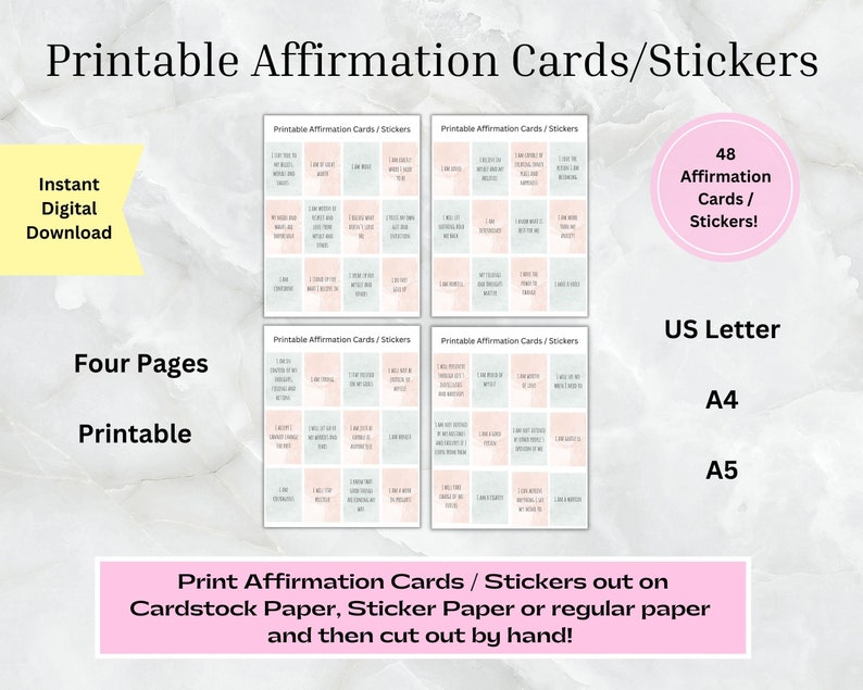 Printable Affirmation Cards, Affirmation Printable, Self Care Printable ...