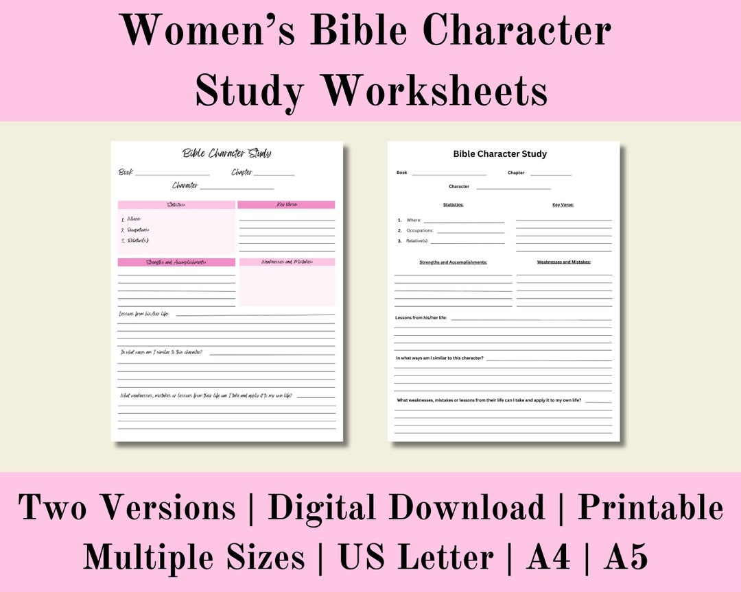 Women's Bible Character Study Worksheet, Christian Bible Study, Digital ...
