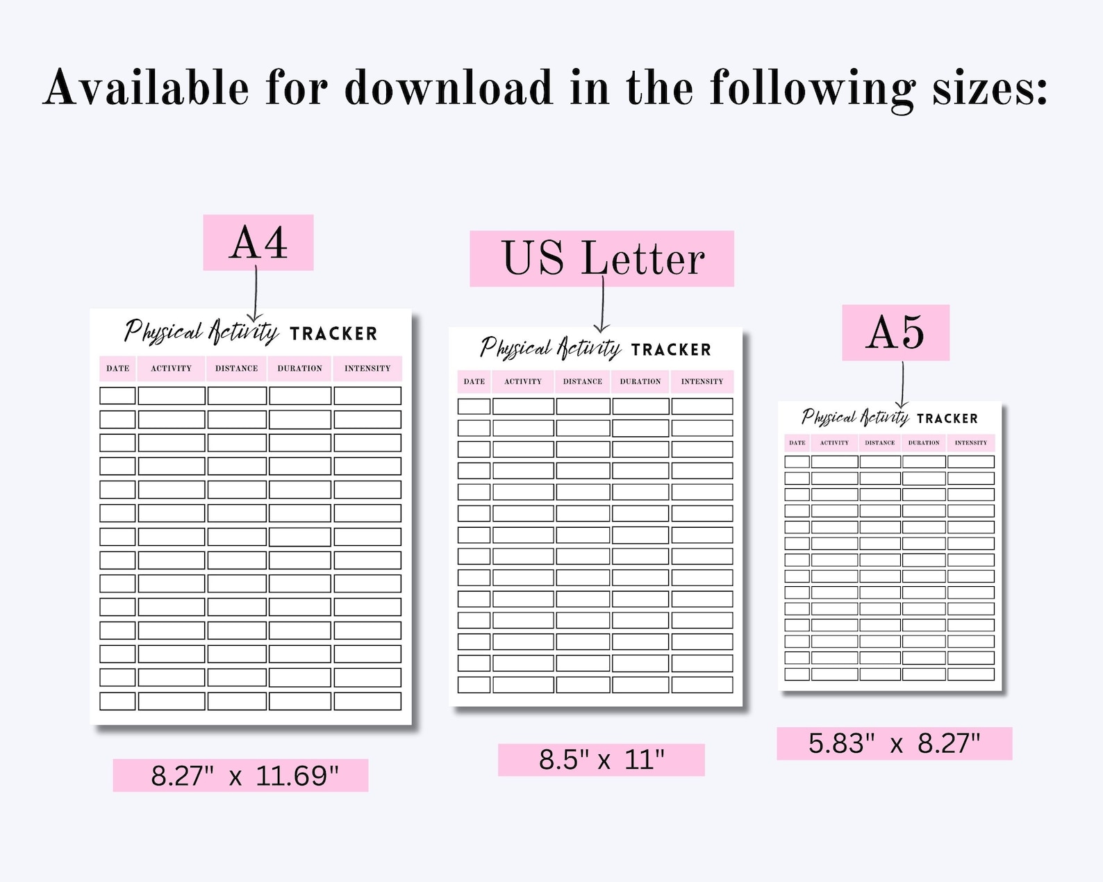 Physical Activity Tracker Printable, Physical Activity Log, Fitness Log ...