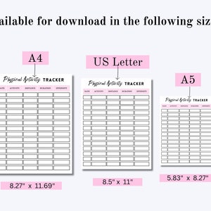 Physical Activity Tracker Printable, Physical Activity Log, Fitness Log ...
