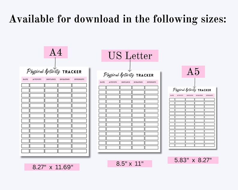 Physical Activity Tracker Printable, Physical Activity Log, Fitness Log ...
