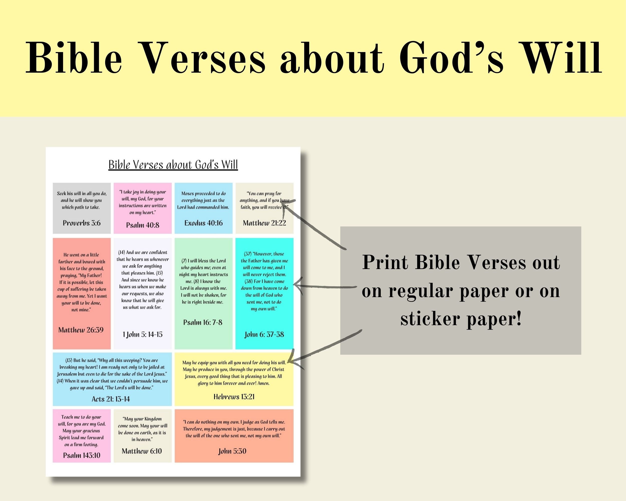Printable Bible Verse Stickers Gods Will, Digital Scripture Stickers ...