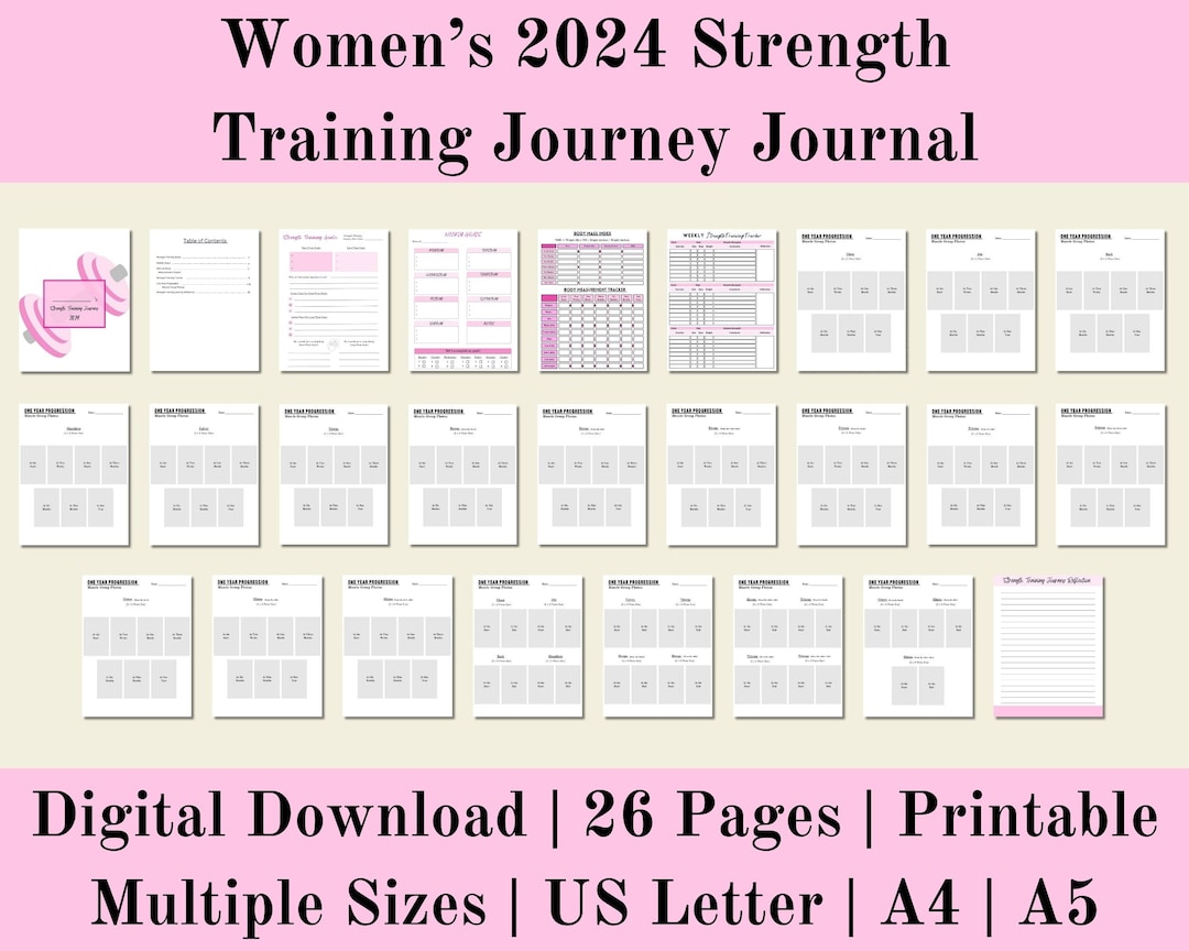 2024 Strength Training Journal, Weight Lifting Tracker, Strength ...