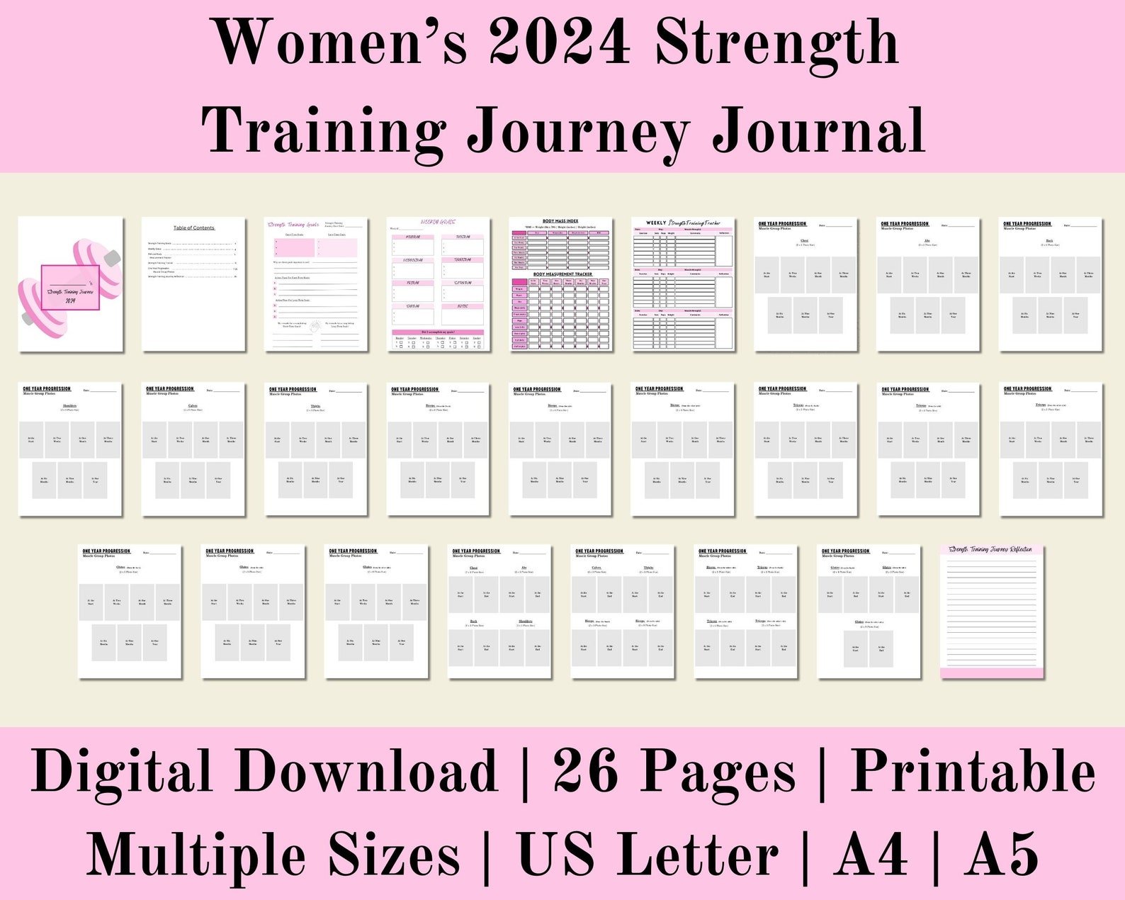 2024 Strength Training Journal, Weight Lifting Tracker, Strength ...