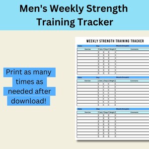Weekly Strength Training Tracker Printable, Goal Setting Worksheet ...