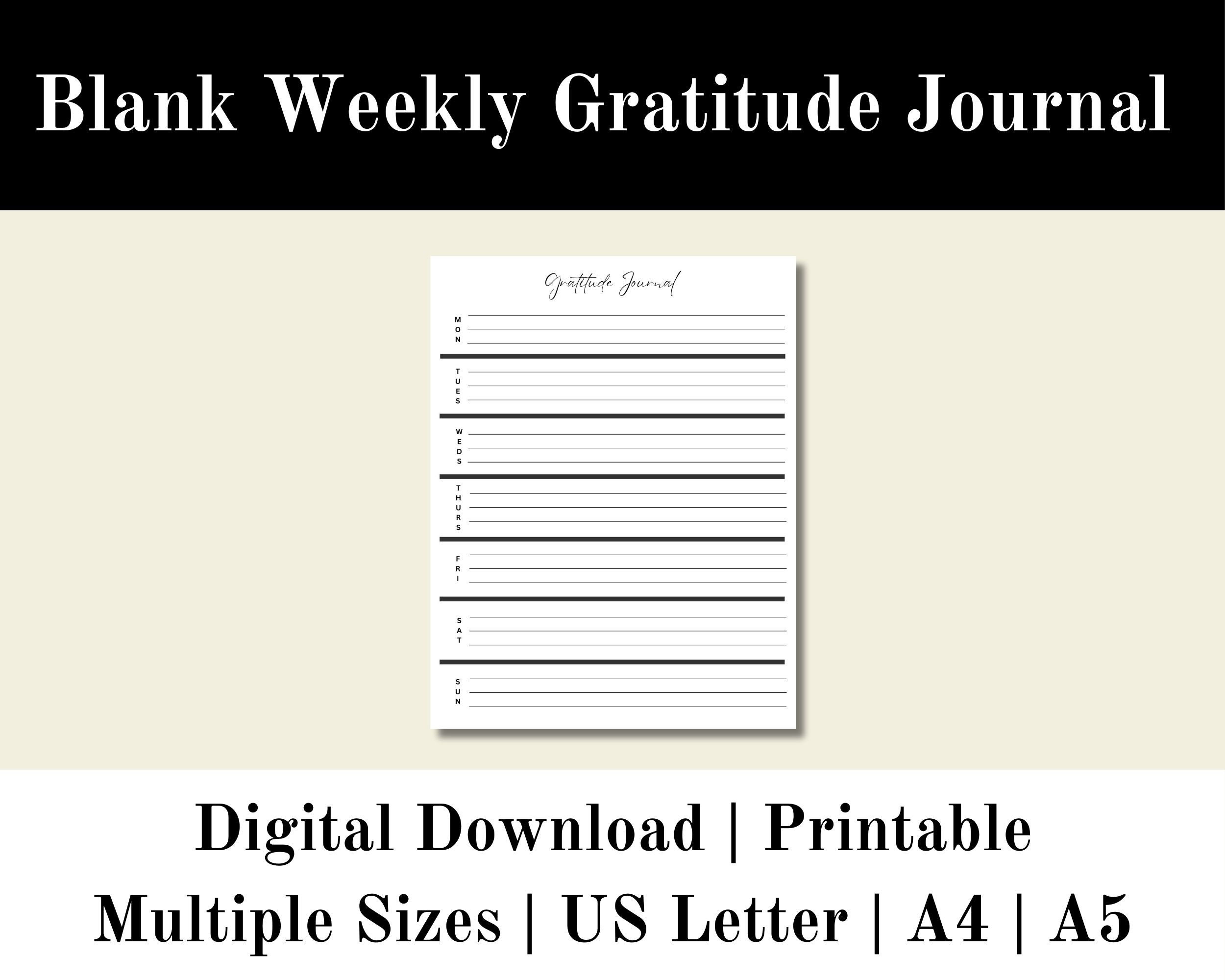 Weekly Gratitude Journal Printable, Blank Daily Gratitude Journal ...