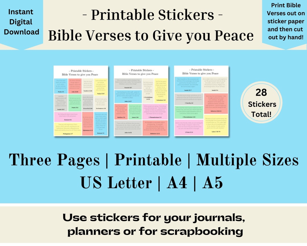 Printable Christian Digital Peace Stickers, Bible Verse Stickers for ...
