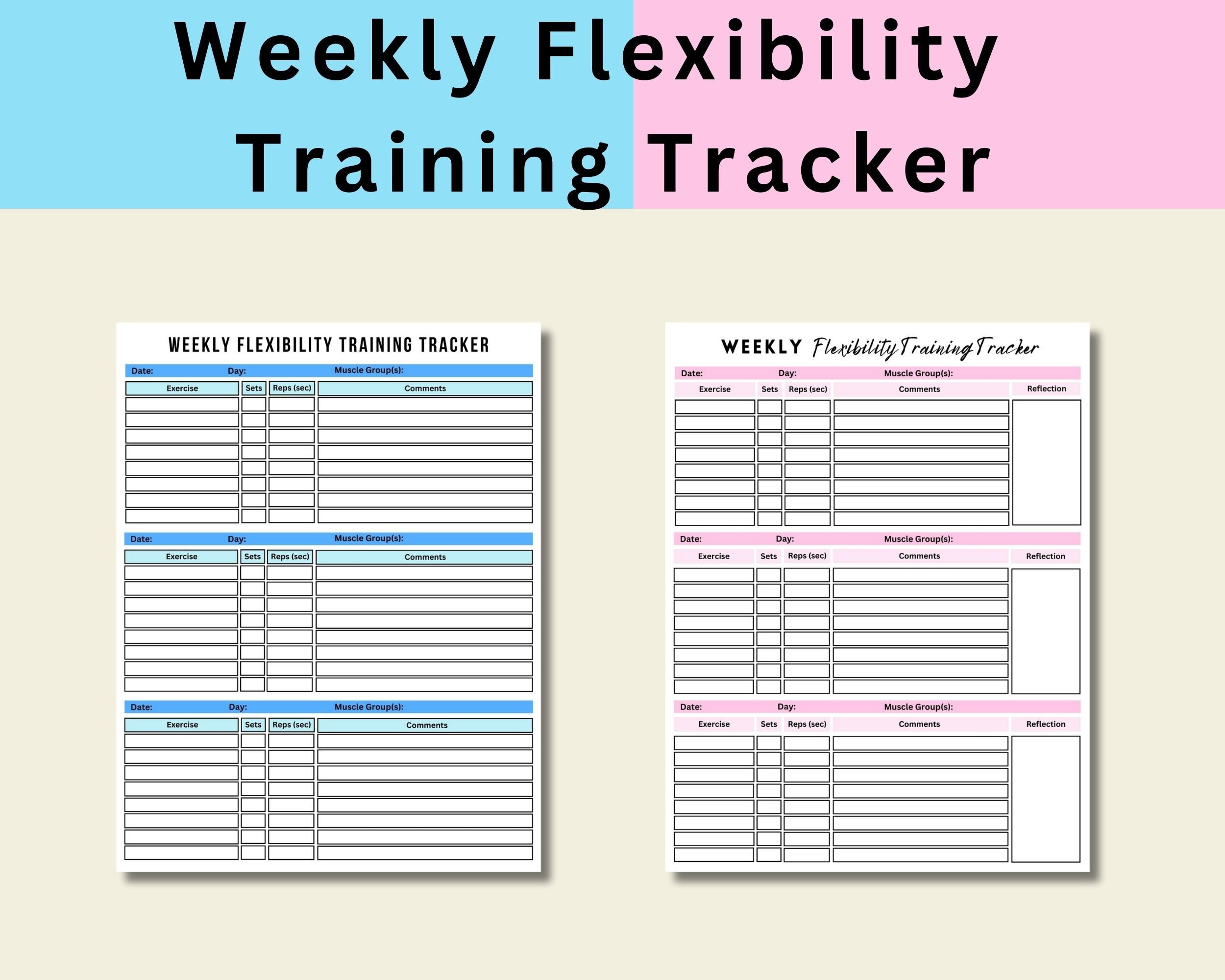 Weekly Fitness Tracker, Strength Training Tracker, Flexibility Training ...