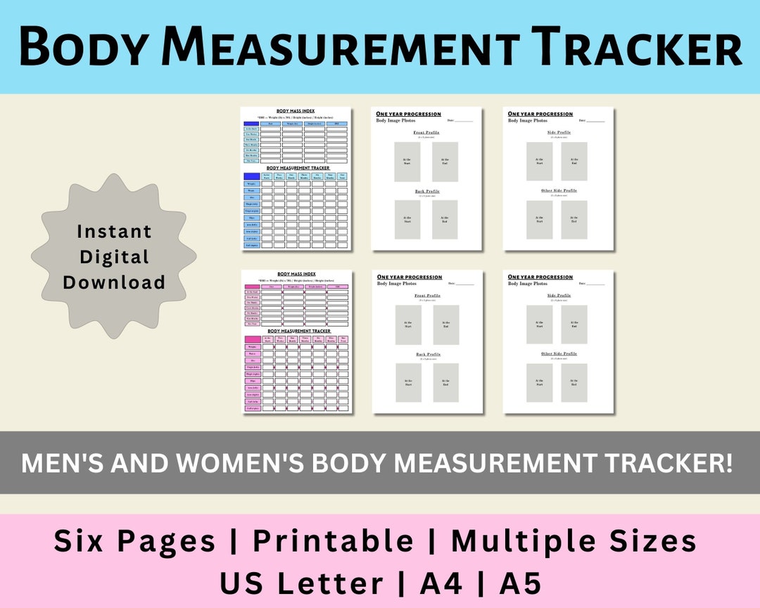 Body Measurement Tracker Printable, BMI Tracker, Weight Loss Tracker ...