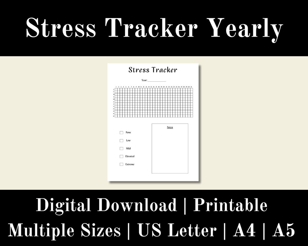 Yearly Stress Tracker Blank Printable, Stress Worksheet Journal Digital ...