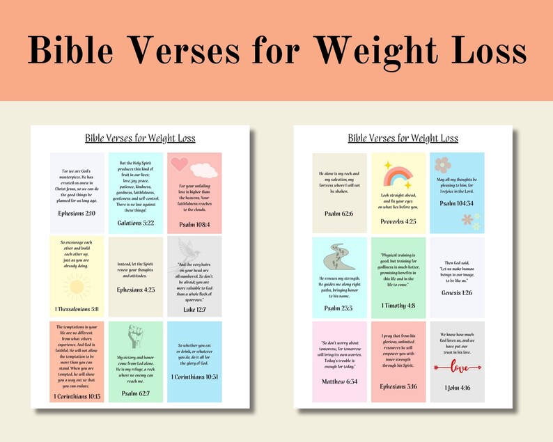 Printable Bible Verse Weight Loss Stickers, Digital Scripture Stickers ...