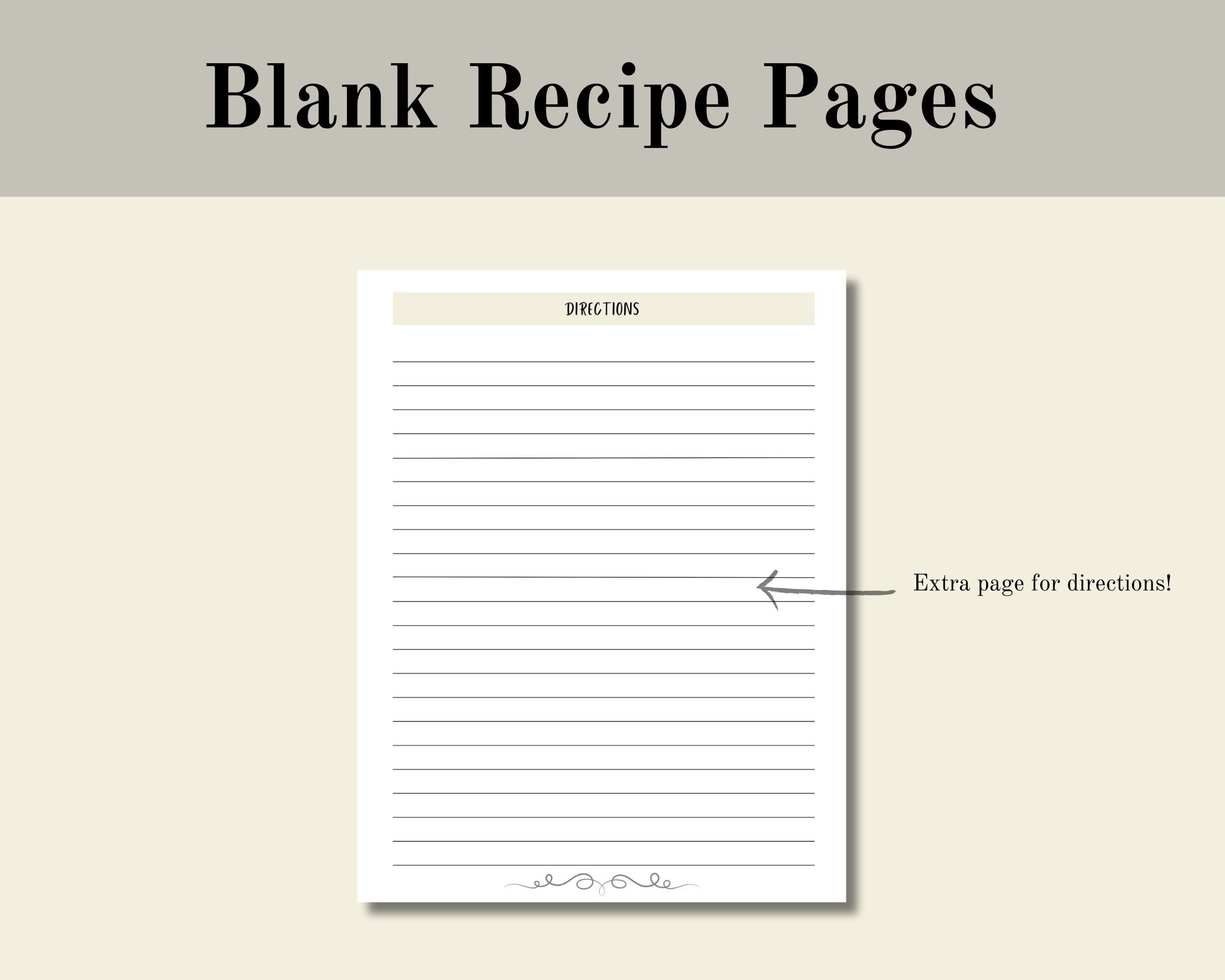 Blank Recipe Pages, Printable Blank Recipe Pages, Recipe Planner ...