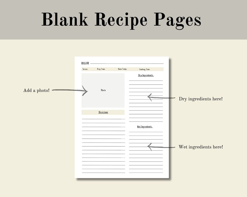 Blank Recipe Pages, Printable Blank Recipe Pages, Recipe Planner ...