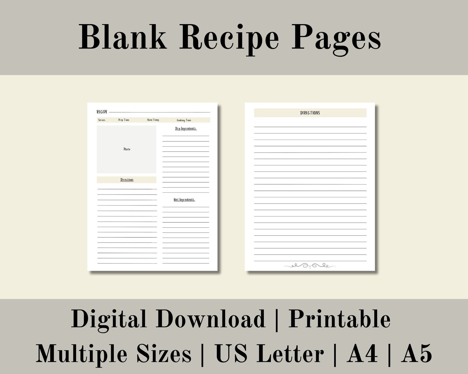 Blank Recipe Pages, Printable Blank Recipe Pages, Recipe Planner ...