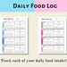 Printable Daily Food and Nutrition Log, Daily Food Log, Nutrition Log ...