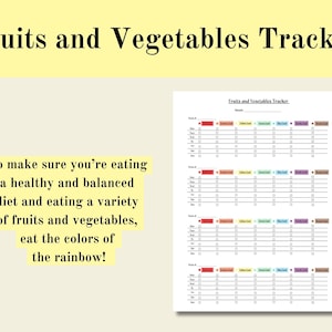 Monthly Fruits and Vegetables Tracker Digital Printable, Rainbow Food ...