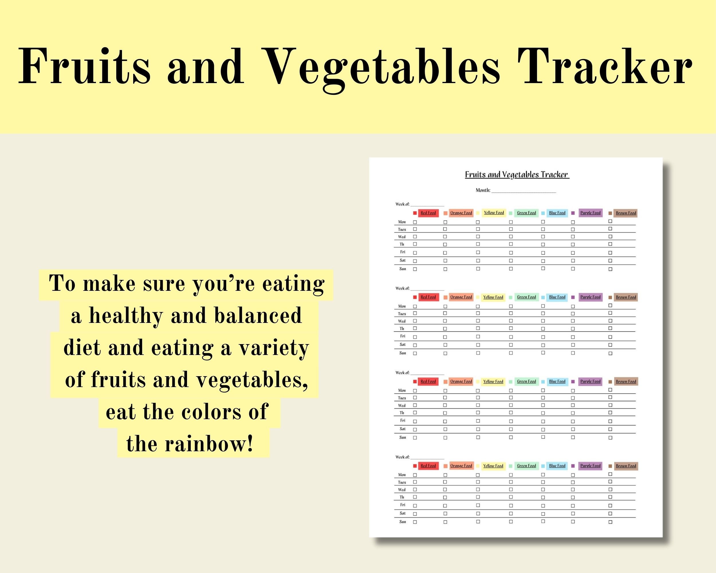 Monthly Fruits and Vegetables Tracker Digital Printable, Rainbow Food ...