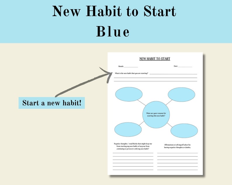 Blue Monthly Habit Tracker Printable, Weekly Tracker Digital, Habit ...