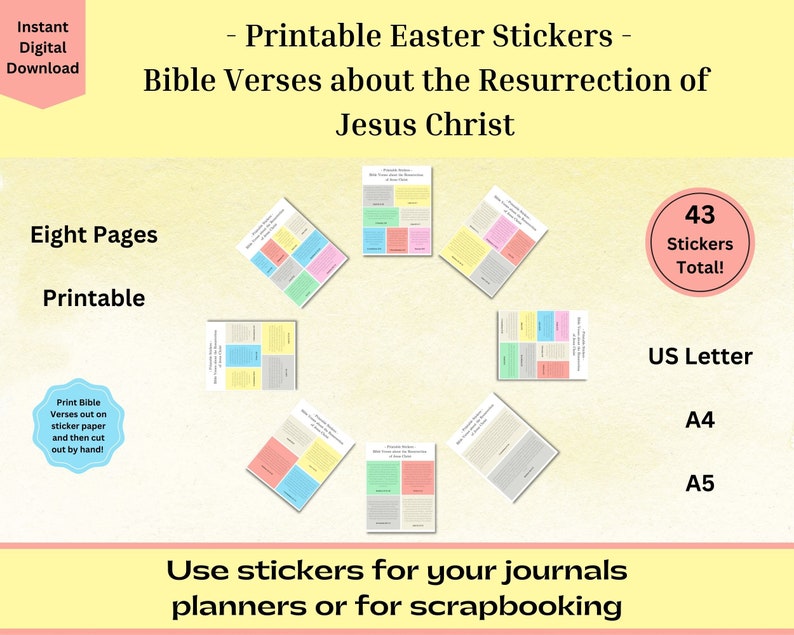 Christian Digital Stickers, Printable Easter Bible Verse Stickers ...