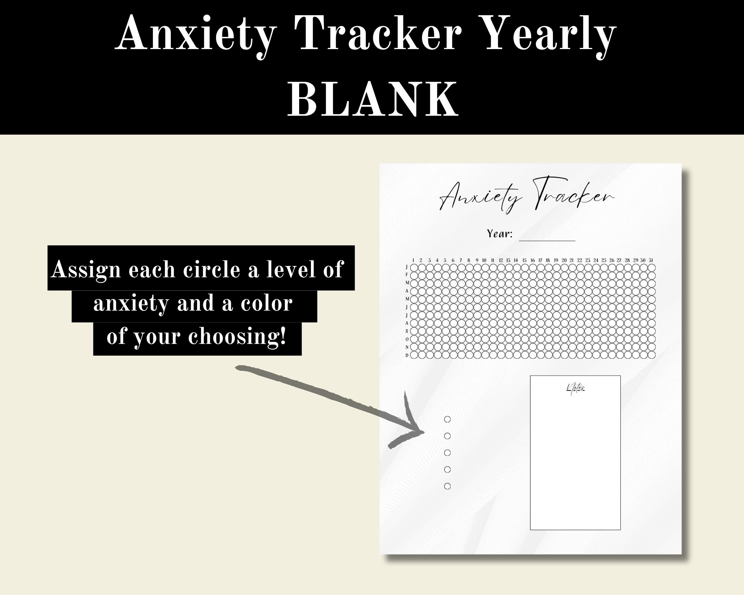 Yearly Anxiety Tracker Blank Printable, Anxiety Worksheet Journal ...